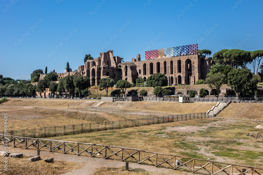 Circus Maximus - ancient Roman chariot racing stadium. Rome. Stock ...