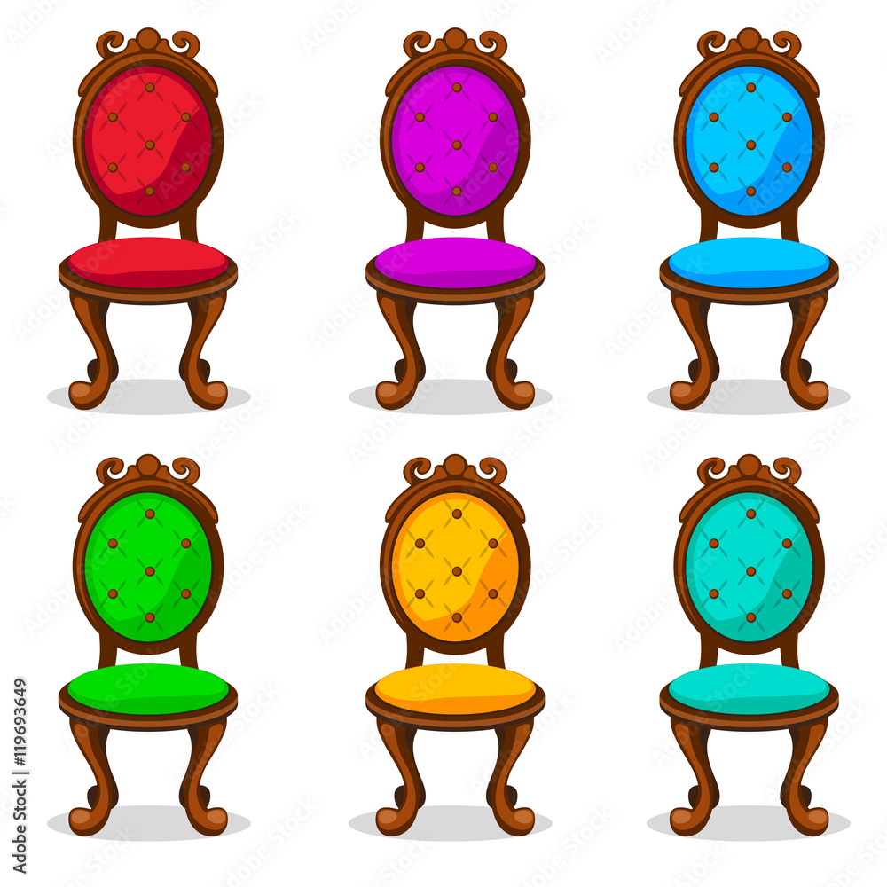 cartoon colorful Retro chair in vector object Stock Vector | Adobe Stock