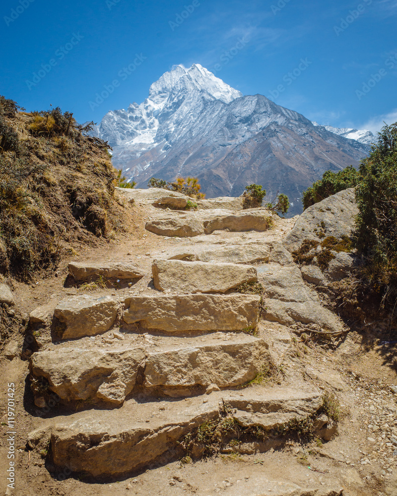 Stairs on the Everest Trail in the Himalayan Mountains Stock Photo ...