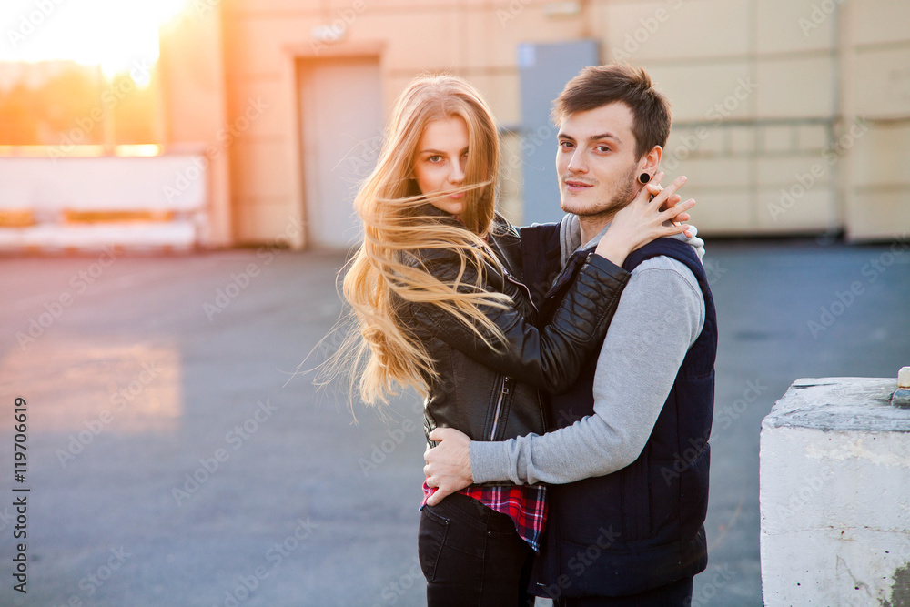 Cute blonde girl with her boyfriend Stock Photo | Adobe Stock