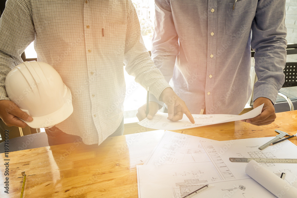 architect point at blueprint, architectural concept Stock Photo | Adobe ...