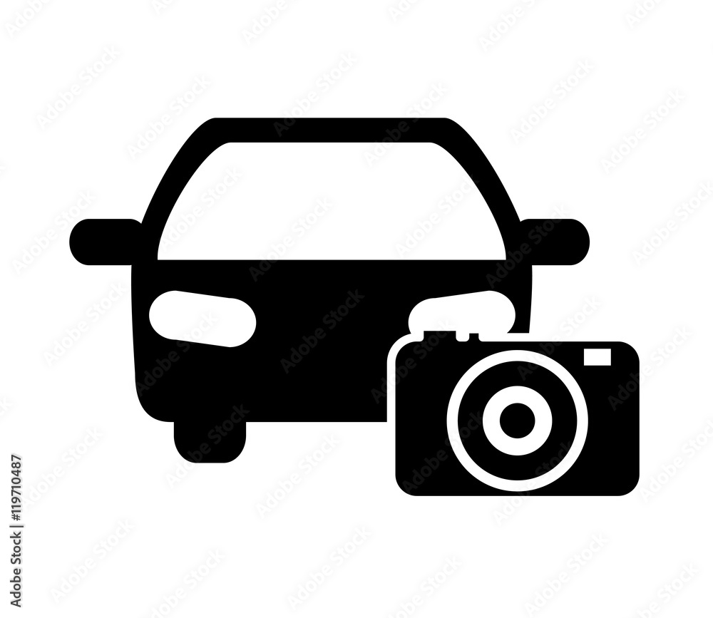 Vecteur Stock flat design car and photographic camera icon vector ...