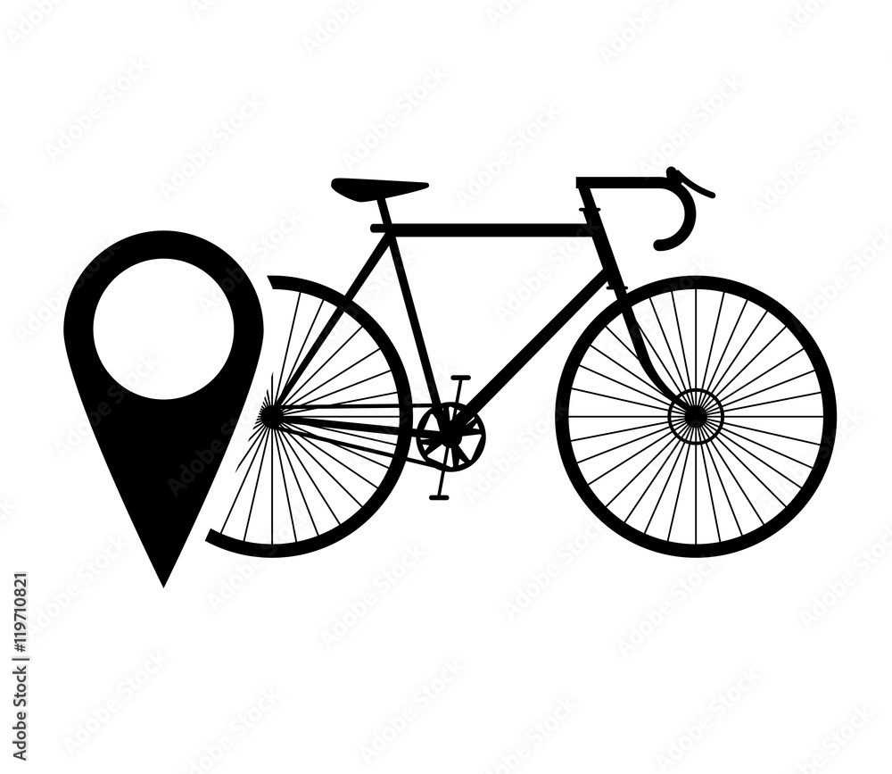 Vetor do Stock: flat design bike or bicycle and gps map pointer icon ...