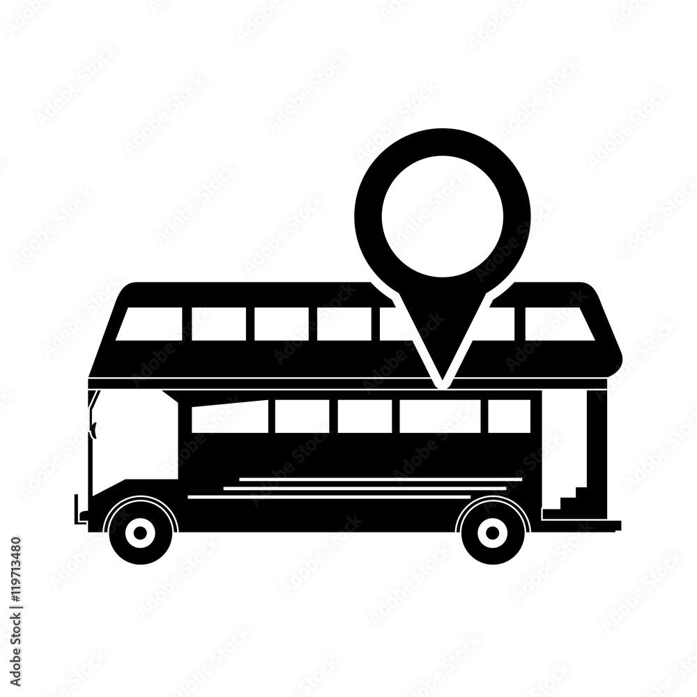 flat design gps map pointer and bus icon vector illustration Stock ...