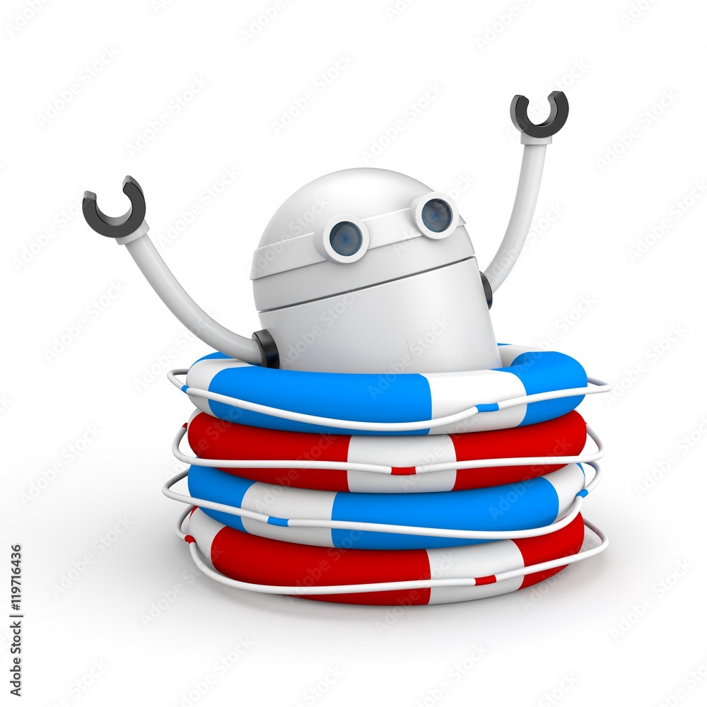Robot calling for help. 3d illustration Stock Illustration | Adobe Stock