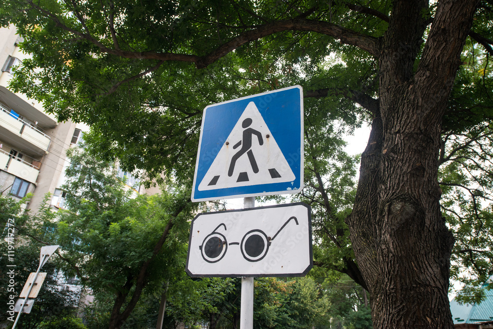 Blind signaling at pedestrian crossings sign Stock Photo | Adobe Stock