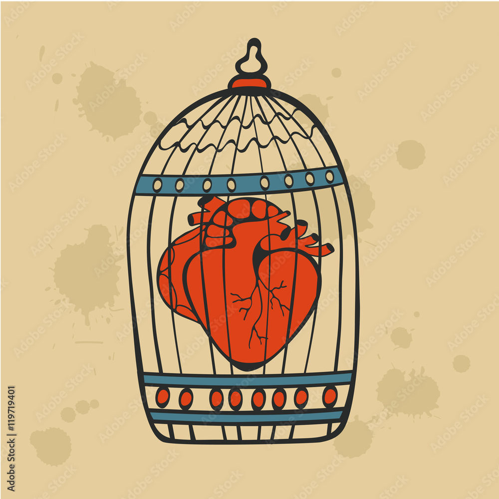 Human heart in a cage. Stock Vector | Adobe Stock