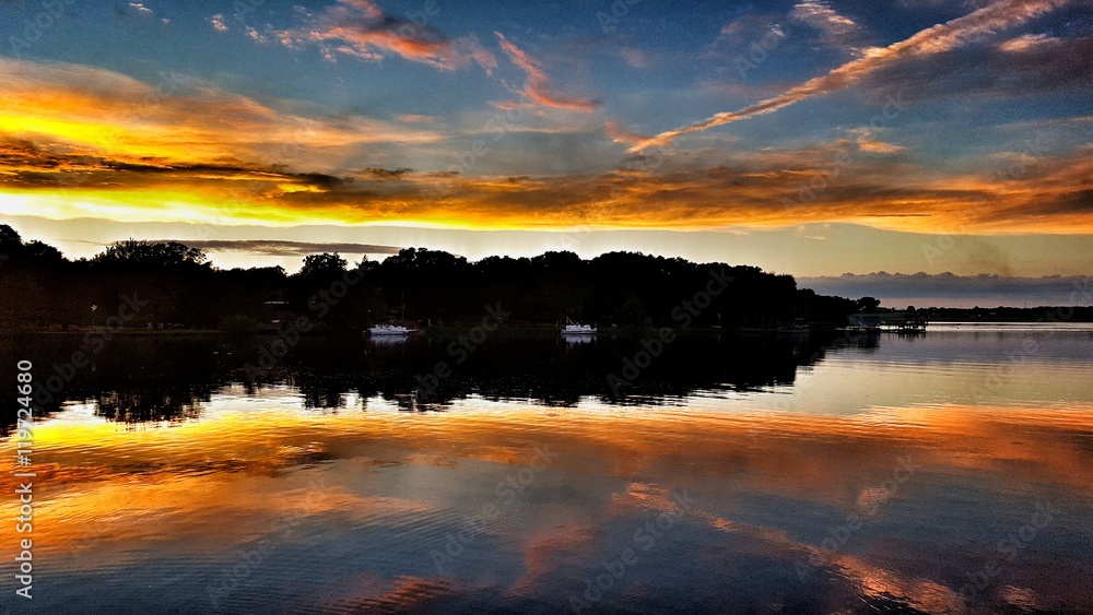 Lake sunset 09023 Stock Photo | Adobe Stock