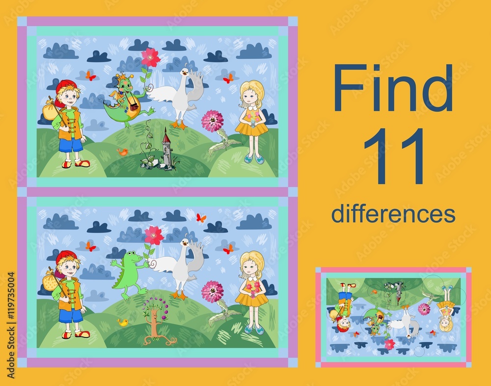 Educational game for children. Find differences. Vector illustration ...