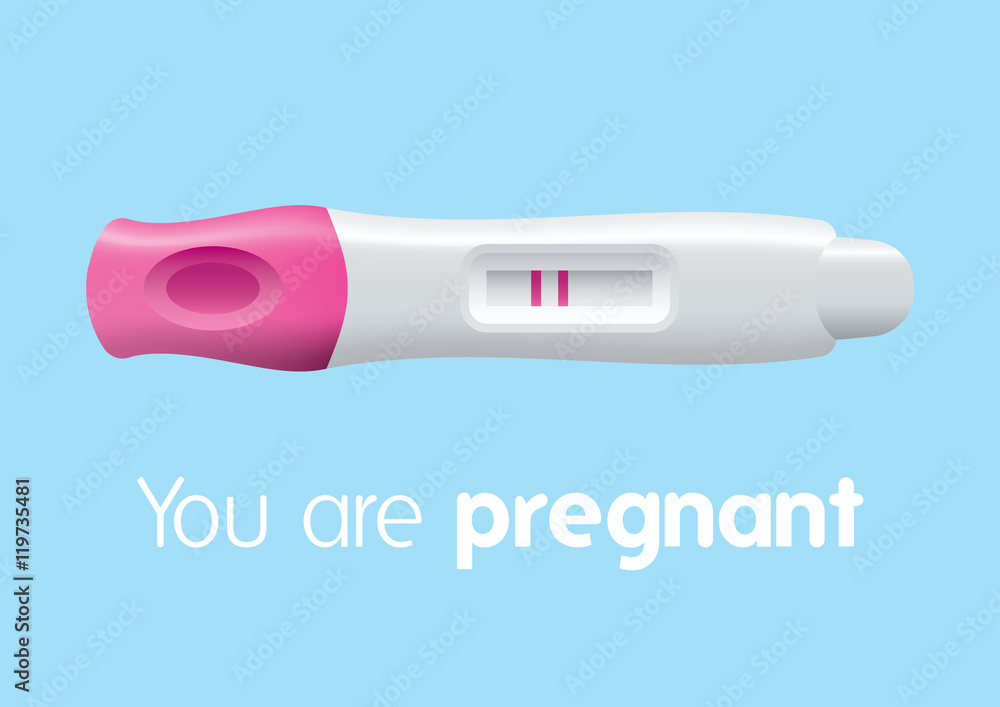 Positive pregnancy test isolated flat design vector illustration Stock ...