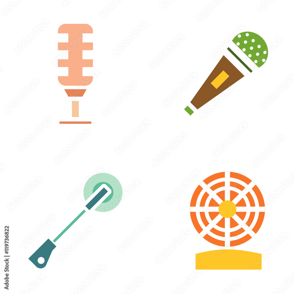 Different microphones types icons. Journalist vector microphone ...