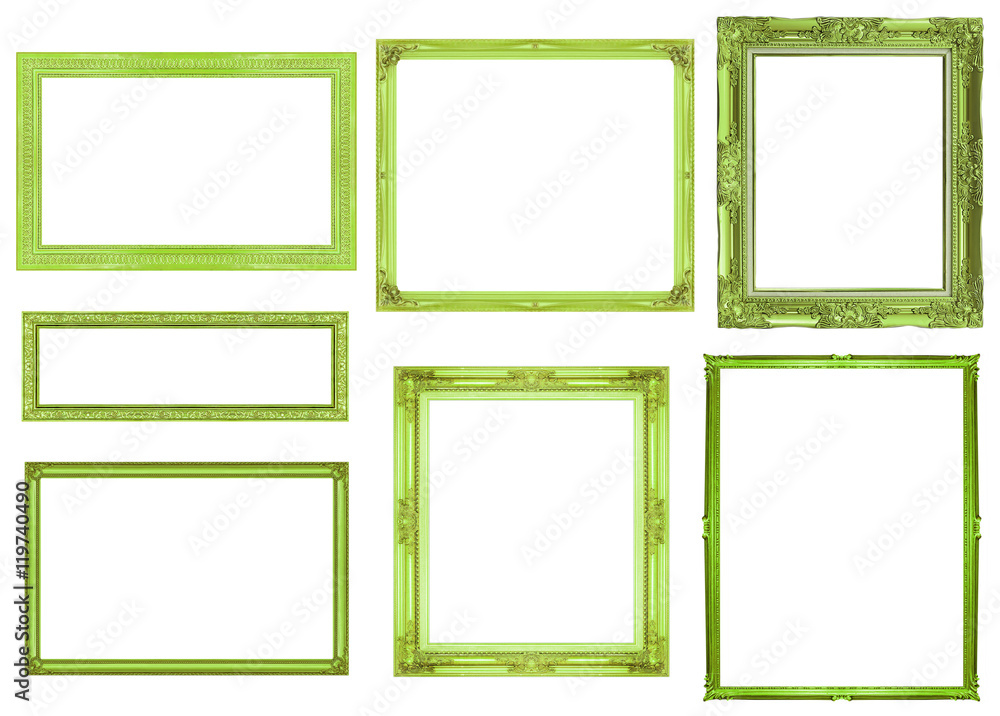 collection green frame isolated on white background, clipping pa Stock ...