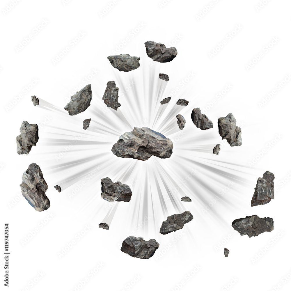 exploding rock concept 3d render Stock Illustration | Adobe Stock
