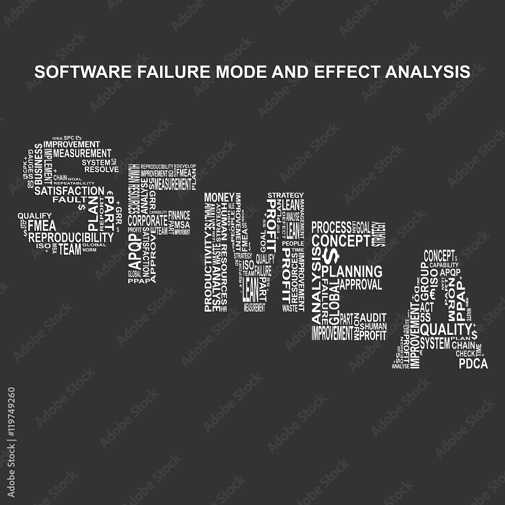 Software failure mode and effect analysis typography background Stock ...