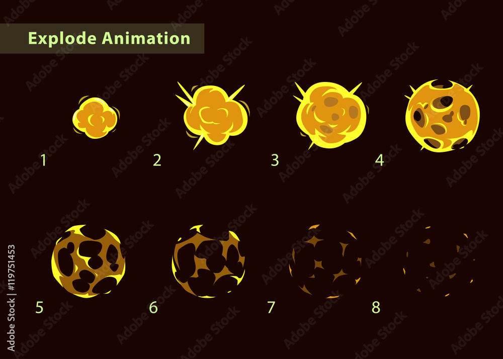 Fireball burst sprites for game design. Stock Vector | Adobe Stock