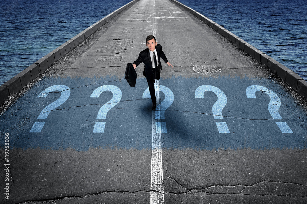 Question marks message on road Stock Photo | Adobe Stock