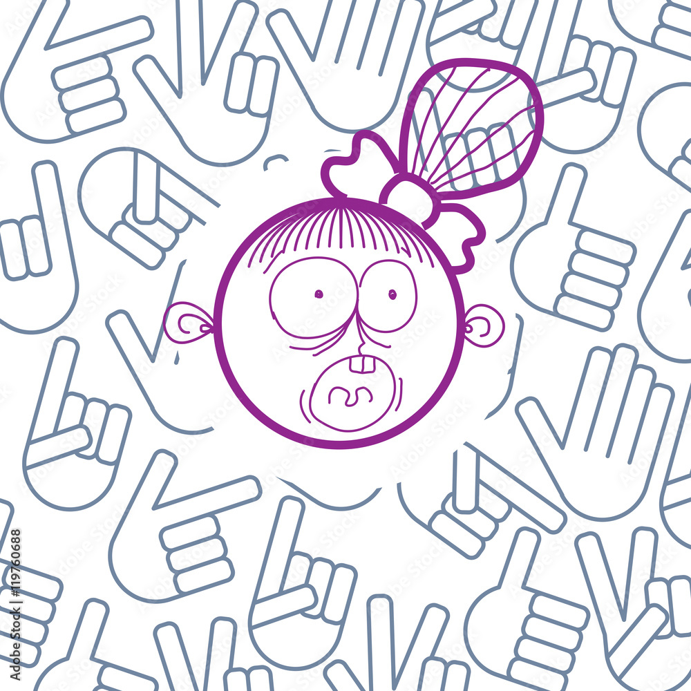 Vector colorful illustration of cartoon scared screaming girl is Stock ...