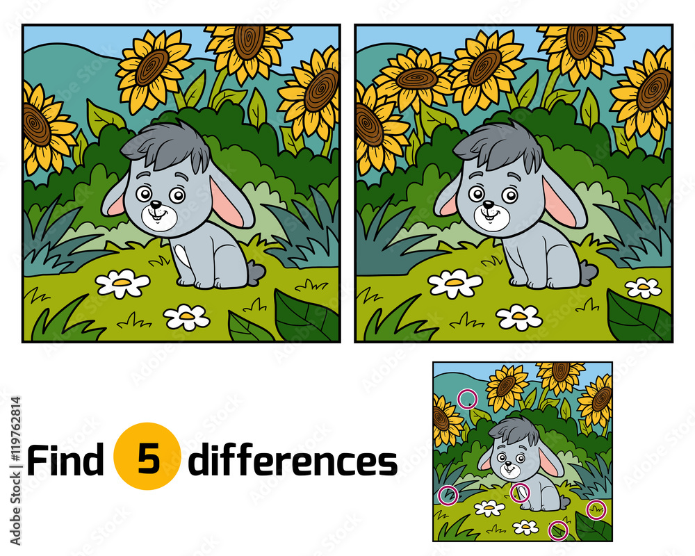 Find differences for children, rabbit and background Stock Vector ...