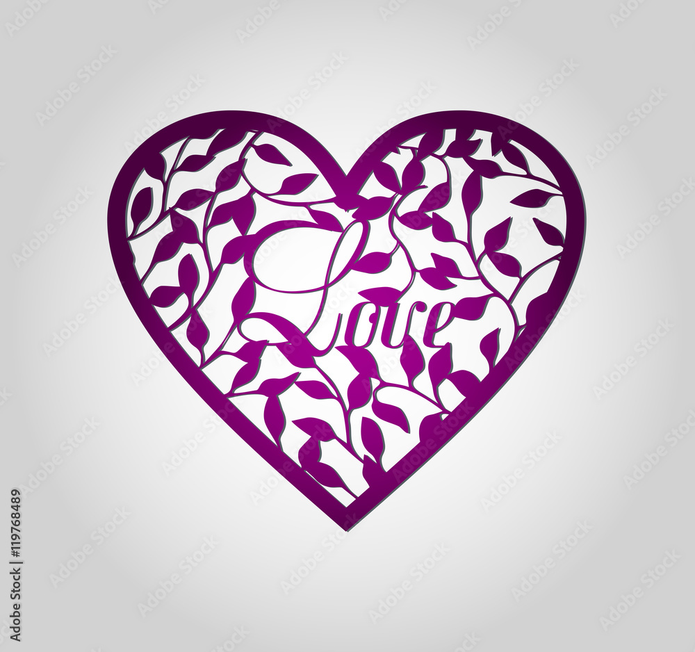 Laser cut heart label. Stock Vector | Adobe Stock