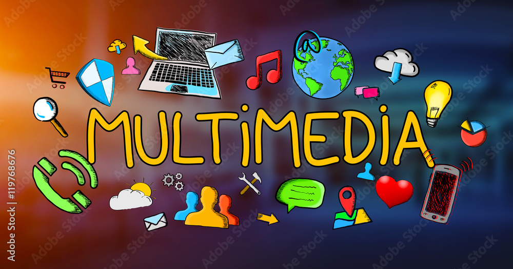 Hand drawn multimedia illustration with icons Stock-Illustration ...
