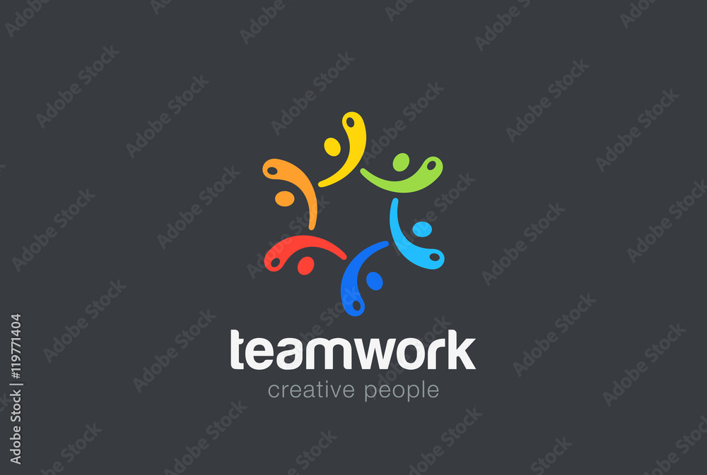 Teamwork Logo vector. People Holding hands Social network icon Stock ...