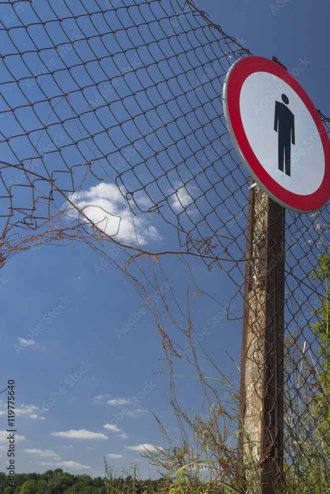 No Entry Sign on a Fence Stock Photo | Adobe Stock