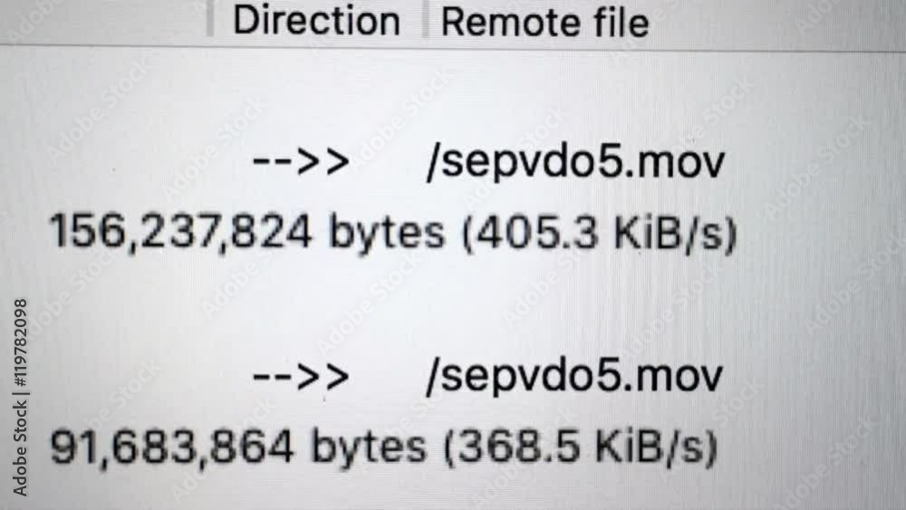 scale of loading of files on the FTP server from computer monitor Stock ...