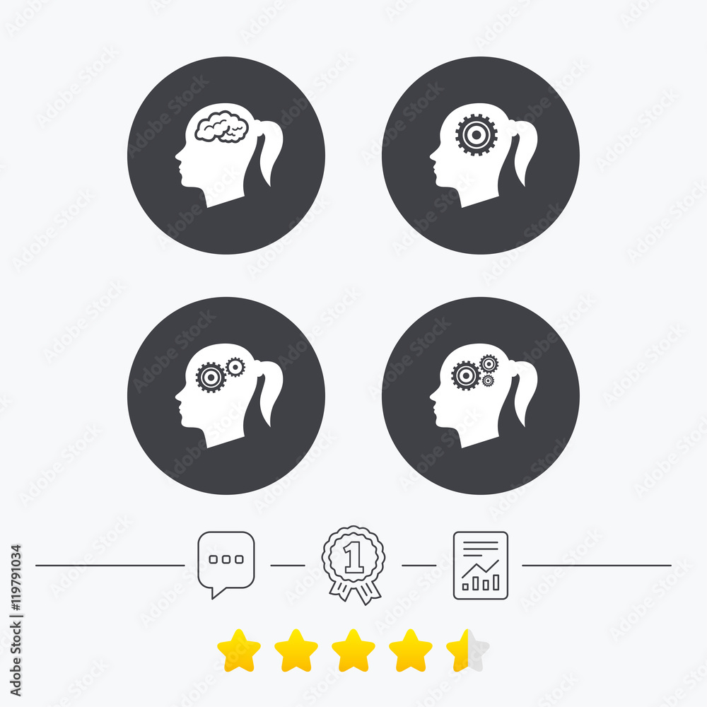 Head with brain icon. Female woman symbols. Stock Vector | Adobe Stock