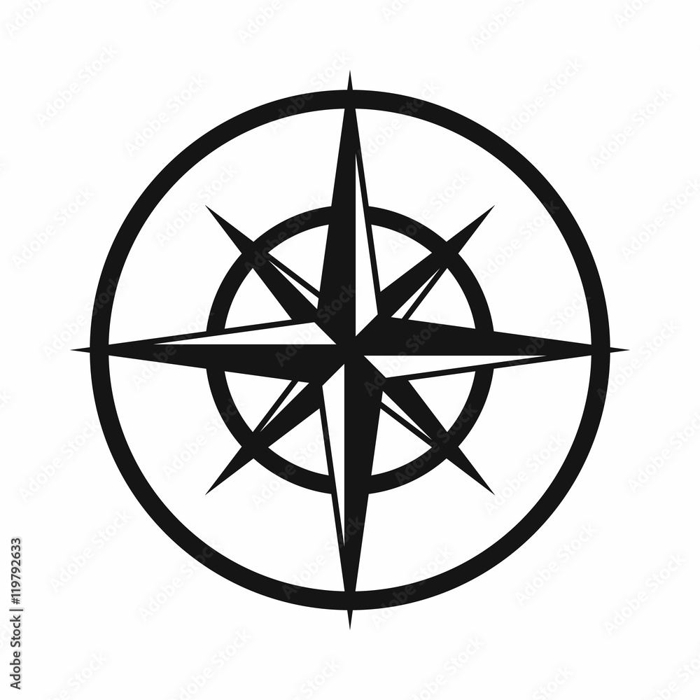 Sign of compass to determine cardinal directions icon in simple style ...