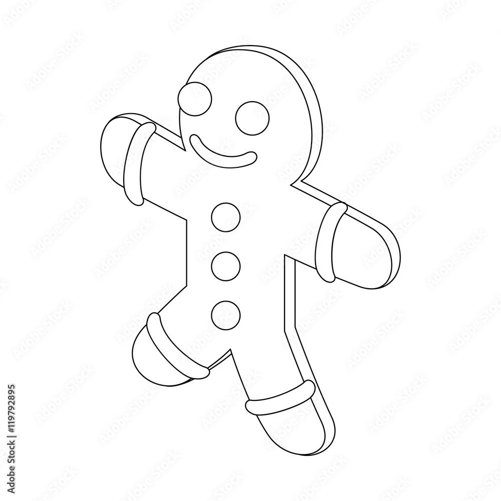Gingerbread man icon in outline style isolated on white background ...
