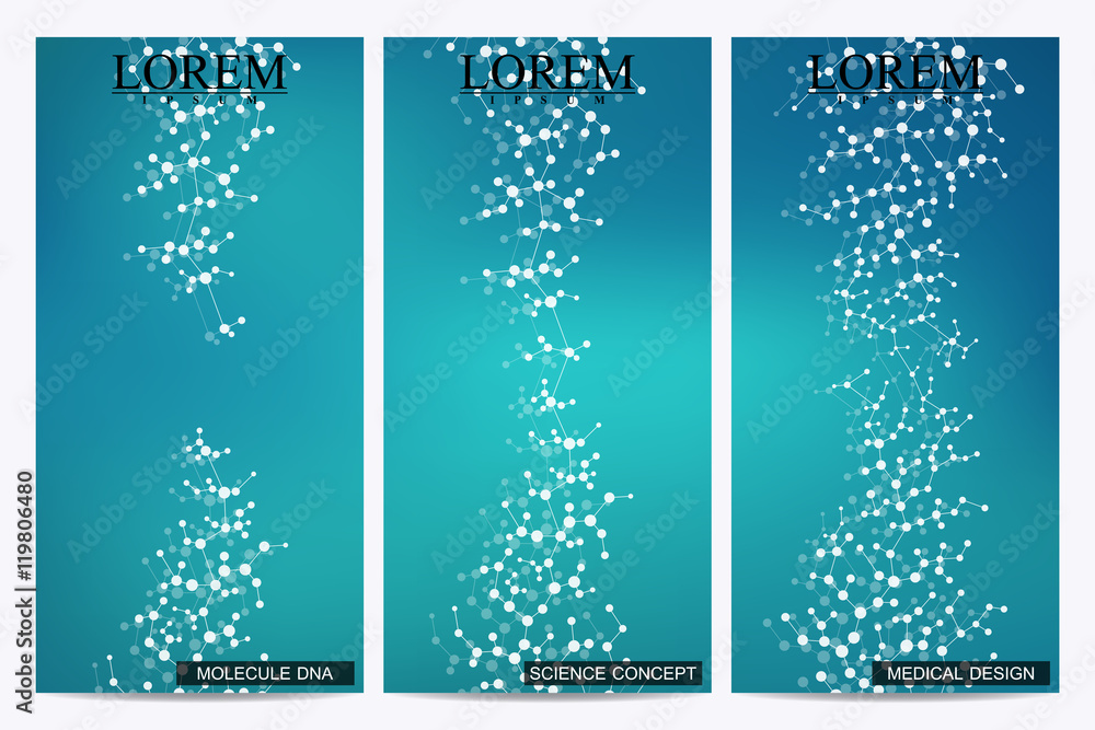 Set of modern vector flyers. Abstract background with molecule ...