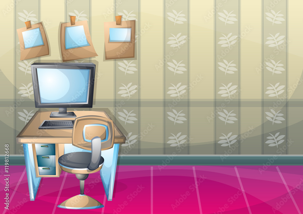 cartoon vector illustration interior office room with separated layers ...