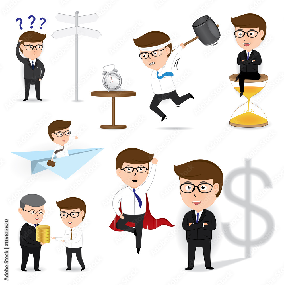 Business man cartoon set ,vector 10, Business concept Stock Vector ...