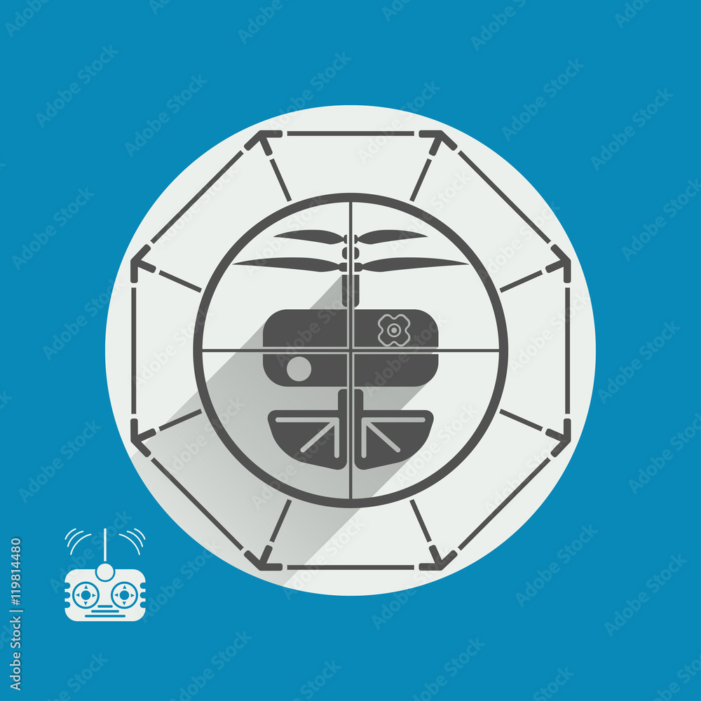 Vector isolated gray icon of unmanned aircraft silhouette with shadow ...