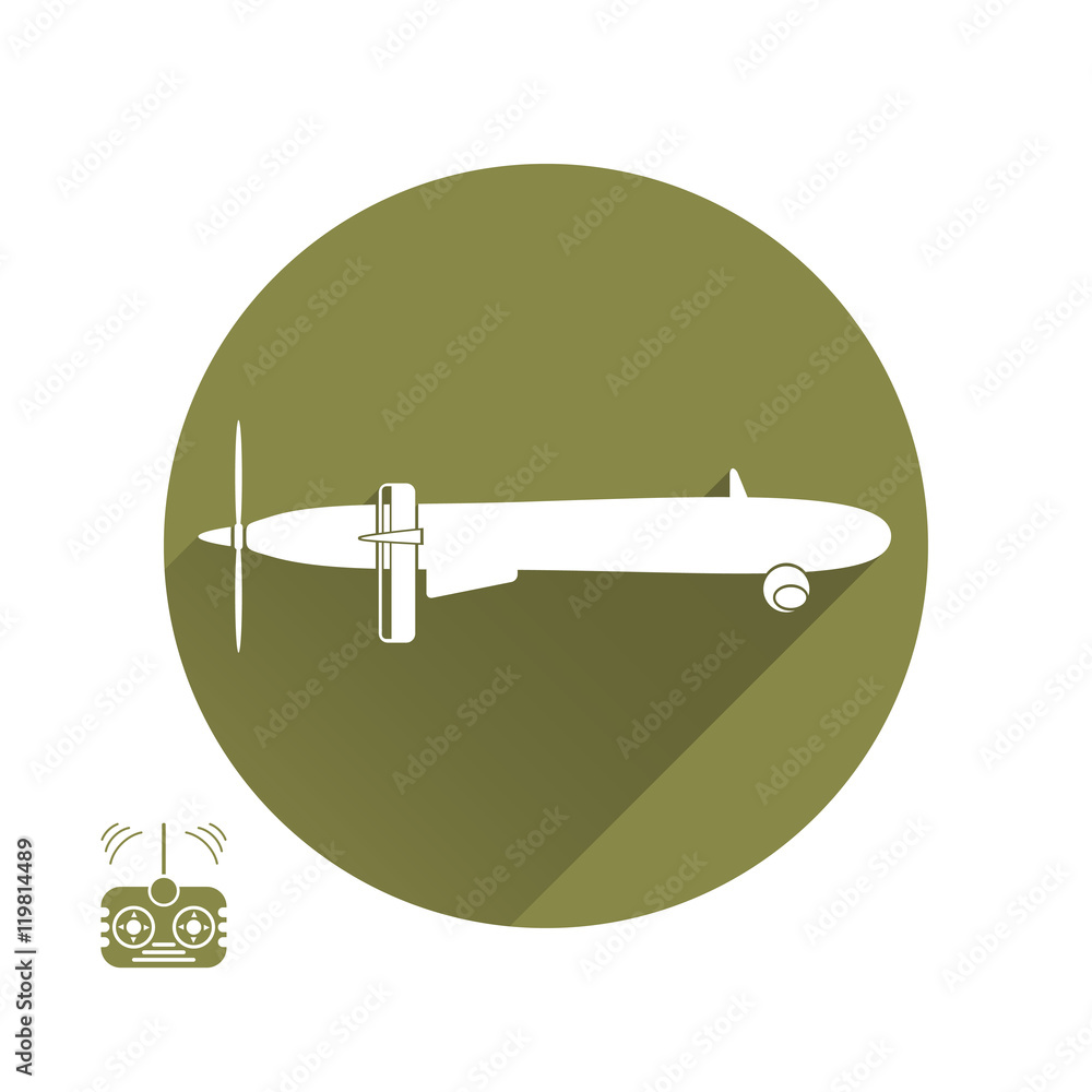 Vector isolated icon of unmanned device silhouette with shadow and ...