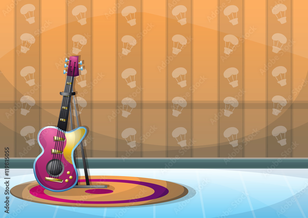 cartoon vector illustration interior music room with separated layers ...