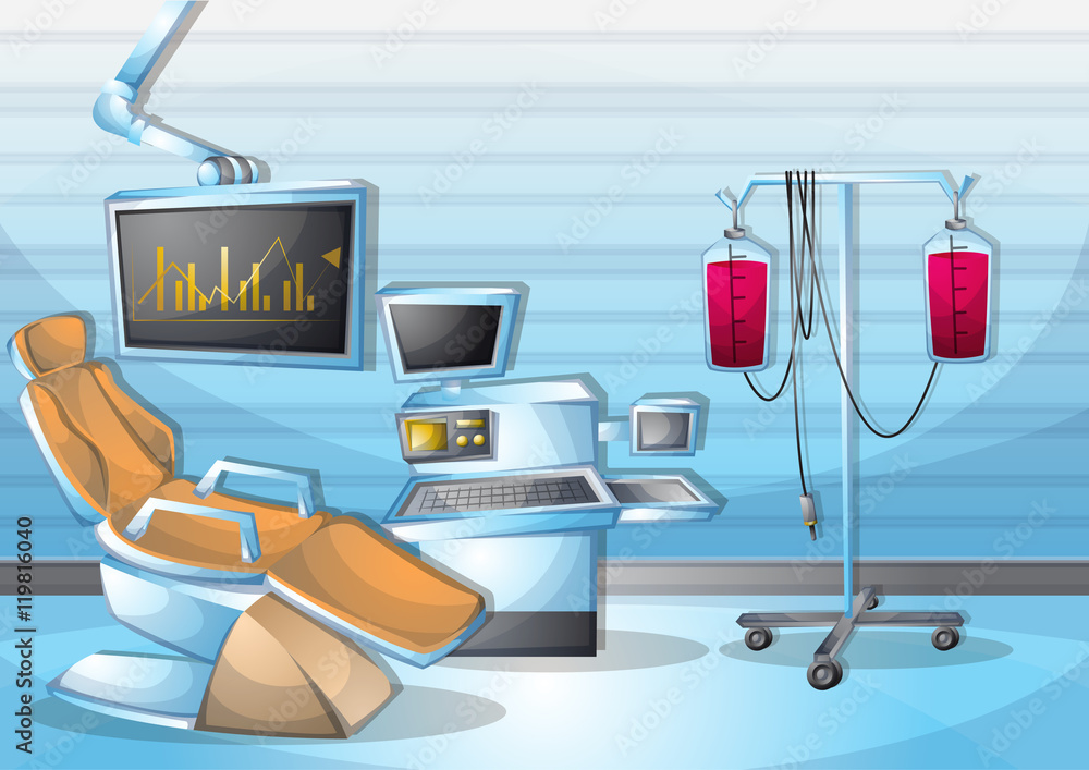 cartoon vector illustration interior surgery operation room with ...