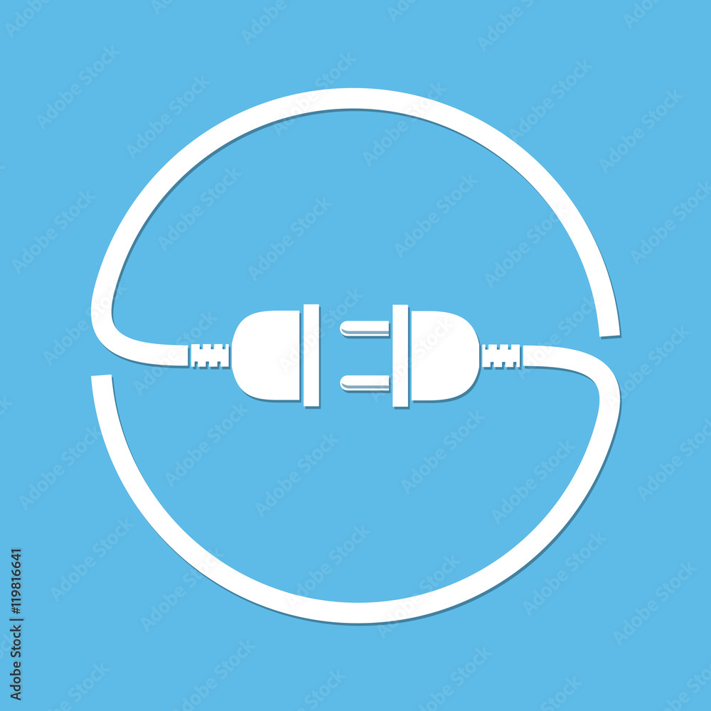 Wire plug with socket - vector illustration. Stock Vector | Adobe Stock