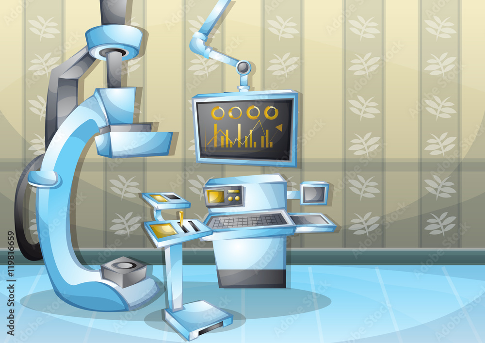 cartoon vector illustration interior surgery operation room with ...