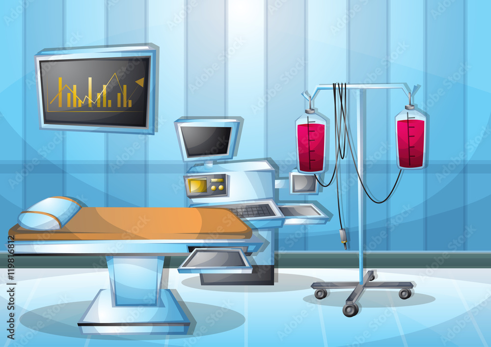 cartoon vector illustration interior surgery operation room with ...