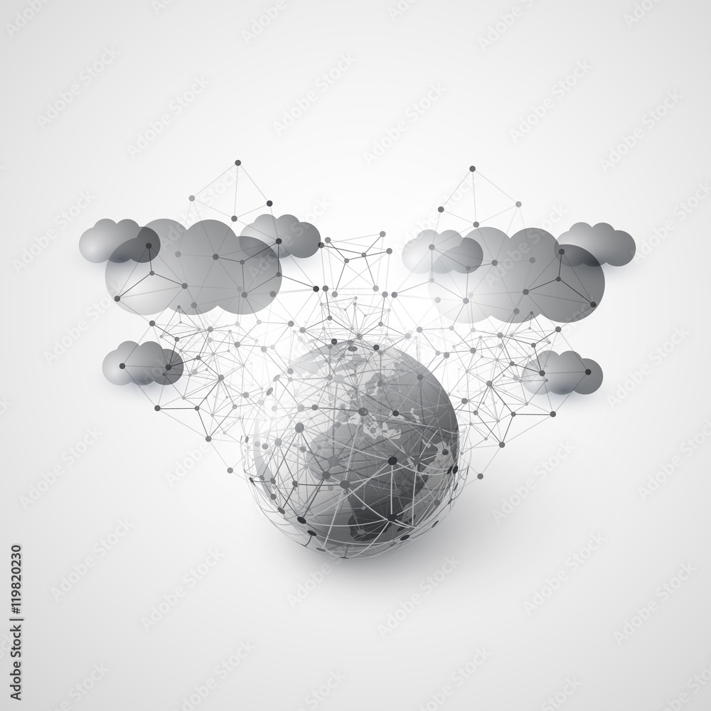 Abstract Cloud Computing and Global Network Connections Concept Design ...