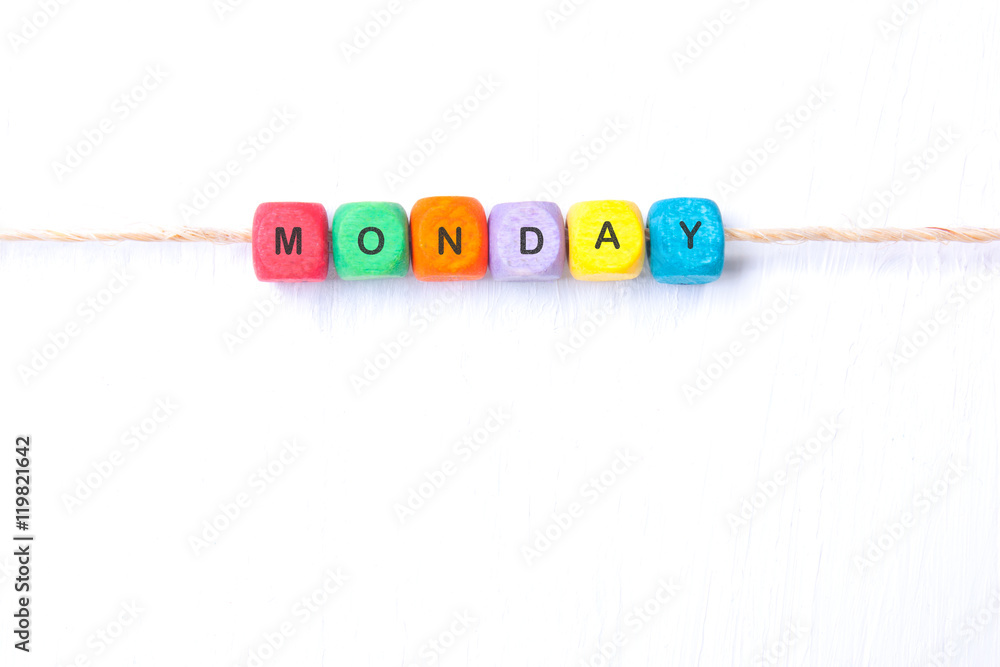 word Monday on a white background Stock Photo | Adobe Stock