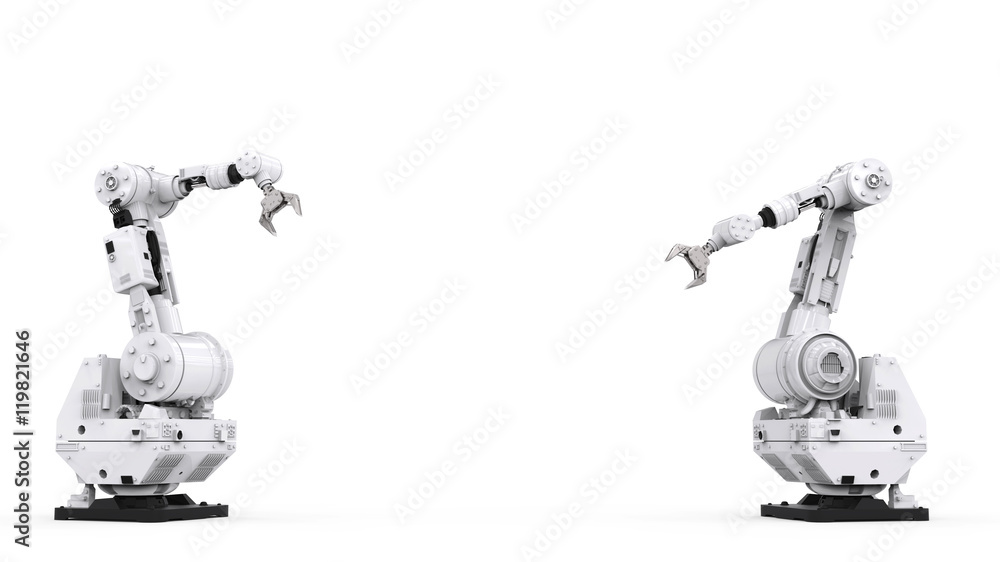 white robotic arm with blank space 素材庫相片 | Adobe Stock