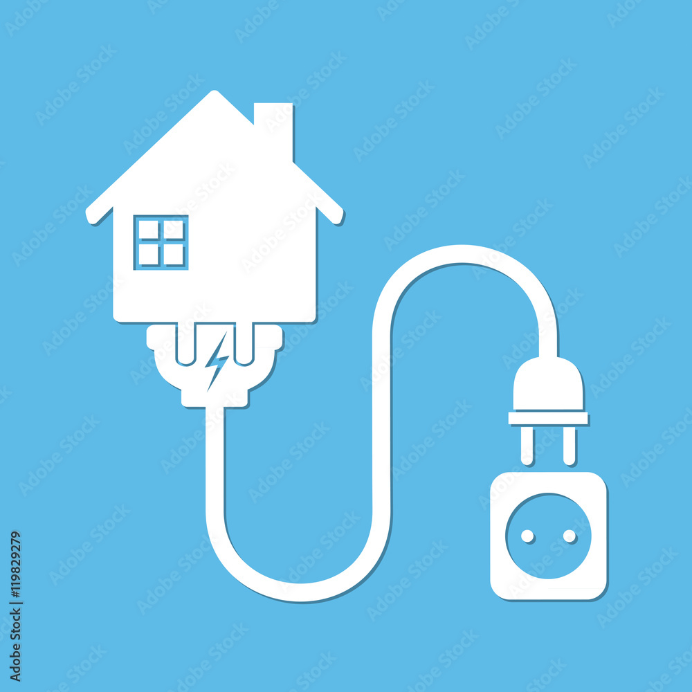 House with wire plug and socket - vector illustration Stock Vector ...