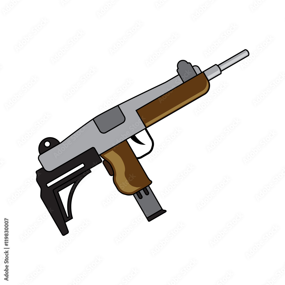 UZI weapon icon. Flat style. Cartoon style. Military symbol for web and ...