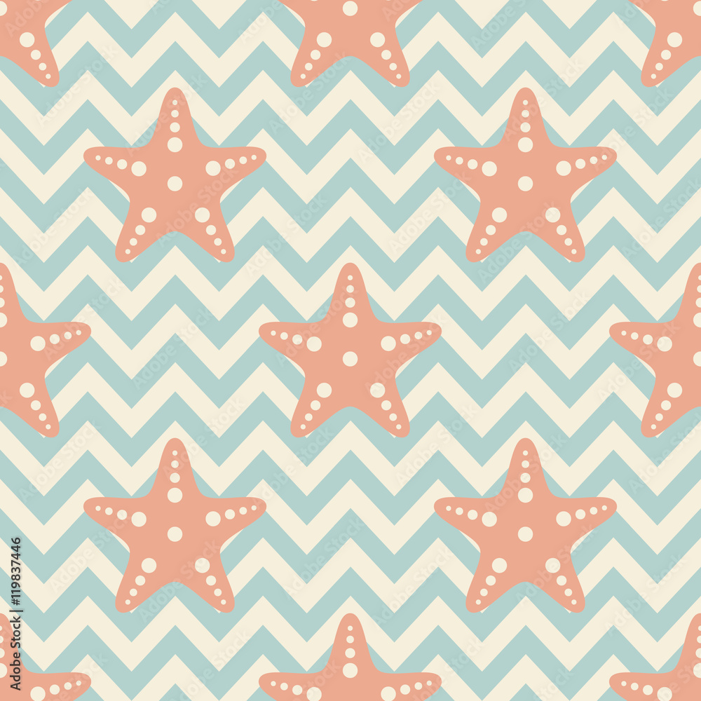 seamless sea star pattern and background vector illustration Stock ...