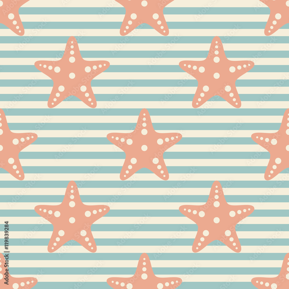 seamless sea star pattern and background vector illustration Stock ...
