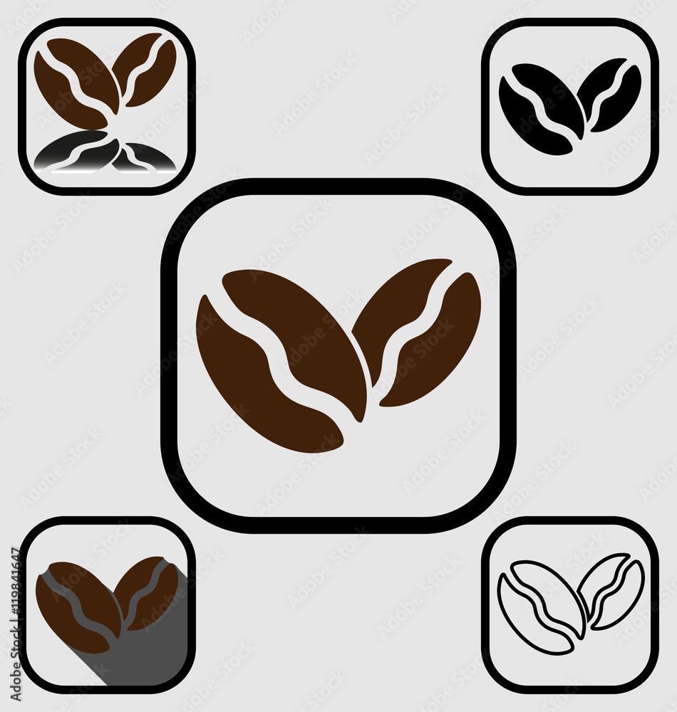 Vetor de Coffee bean icons set do Stock | Adobe Stock