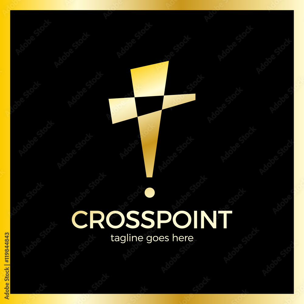 Cross Point logo. Church Pin logotype. Christian Location icon. Alert ...