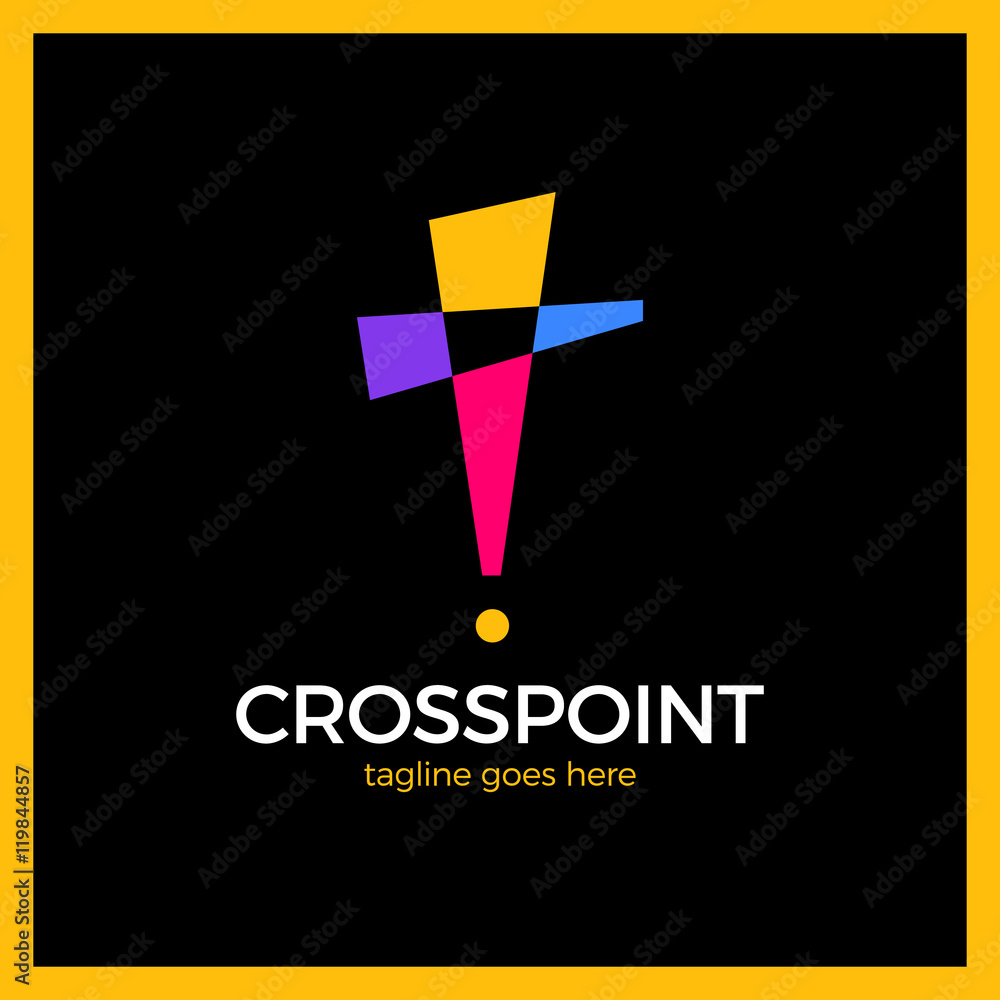 Cross Point logo. Church Pin logotype. Christian Location icon. Alert ...